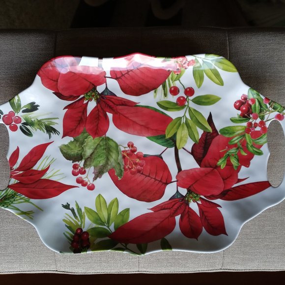 Michel Design Works | Kitchen | Holiday Poinsettia Serving Tray Large ...